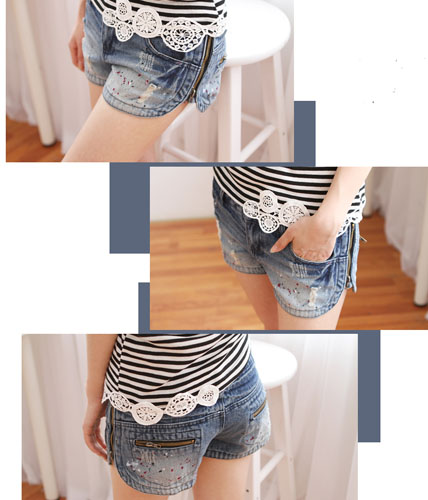 Fashion Side Zipper Frayed Jeans Pants Shorts on Luulla