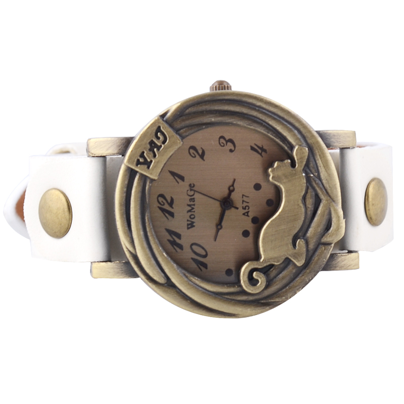 Fashion Round Dial Analog Cover Leopard Digital Strap Watch(white ...