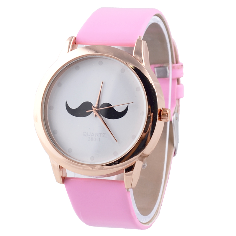 Shipping Fashion Beard Round Dial Watch With Pu Leather Strap For Man ...