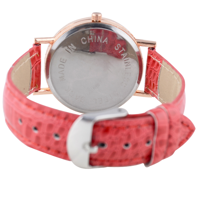 Fashion Round Leopard Pattern Dial Analog Strap Watch With Crystal ...