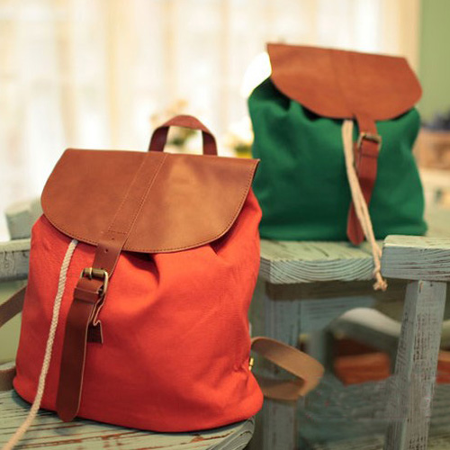 Fashion Women's Canvas Backpack With Leather Bag (ssnb0022) on Luulla