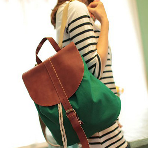 Fashion Women's Canvas Backpack With Leather Bag (ssnb0022) on Luulla