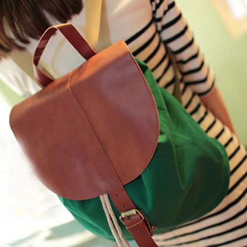 Fashion Women's Canvas Backpack With Leather Bag (ssnb0022) on Luulla