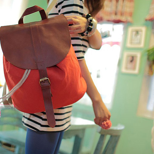 Fashion Women's Canvas Backpack With Leather Bag (ssnb0022) on Luulla