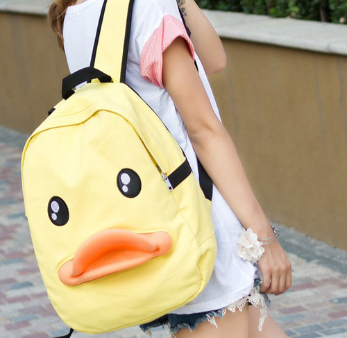 Shipping Lovely Duck Mouth Canvas Bag Students Leisure Bag Backpack ...