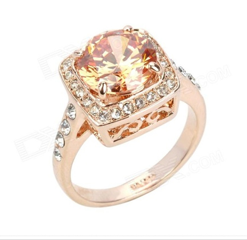 Fashion Champange Cude Diamond Crystal Ring (ssjz0230) on Luulla