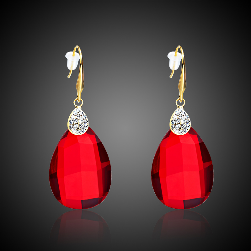 Fashion Rhomb Style Red Rhinestone Earrings For Lady + Sseh0148 on Luulla