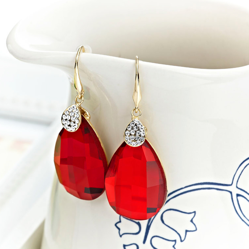 Fashion Rhomb Style Red Rhinestone Earrings For Lady + Sseh0148 on Luulla