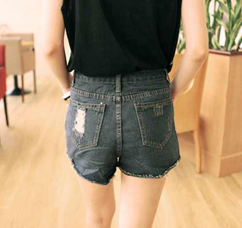 Fashion High Waist Button Hole Denim Shorts Jeans Shorts Pants on Luulla