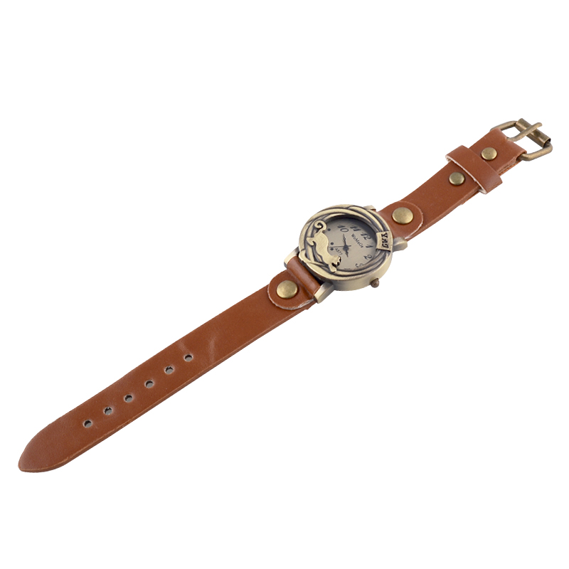 Fashion Round Dial Analog Cover Leopard Digital Strap Watch(yellow ...