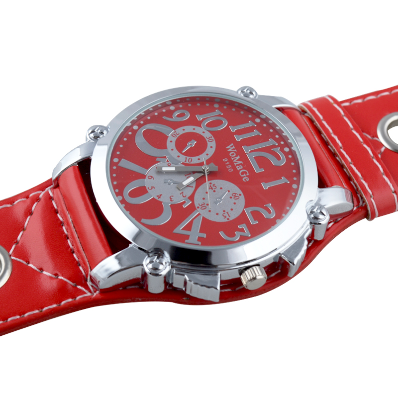 Free Shipping Fashionable Round Dial Analog Watch With Leather Strap ...