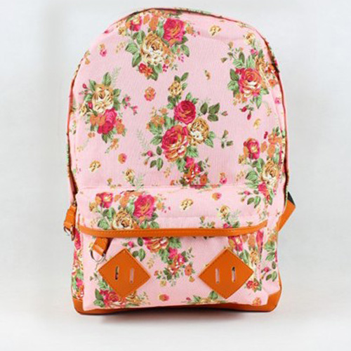 Lovely Flower Print Floral Fresh Canvas Backpack Bags Schoolbag ...