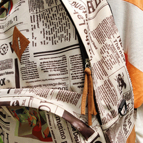 Fashion Newspaper Design Students' Backpack Schoolbag (ssnb0021) on Luulla