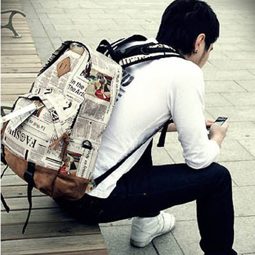 Fashion Newspaper Design Students' Backpack Schoolbag (ssnb0021) on Luulla
