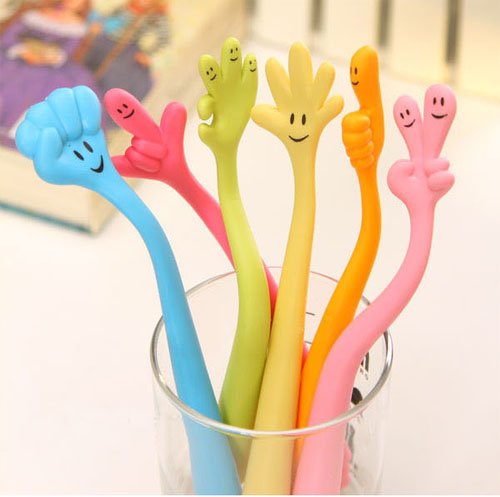 6pcs Cute Flexi Pen Bendable Colorful Cartoon Fingers Ballpoint Pen ...