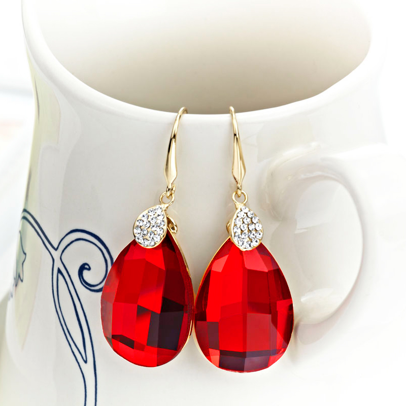 Fashion Rhomb Style Red Rhinestone Earrings For Lady + Sseh0148 on Luulla